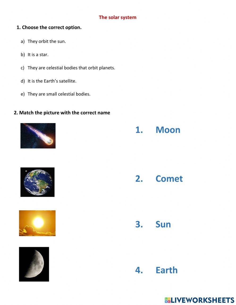The solar system 2 worksheet | Live Worksheets
