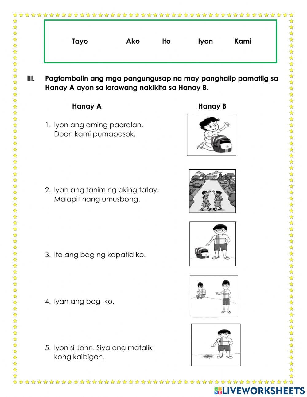 Panghalip Panao Online Worksheet Live Worksheets 54 O