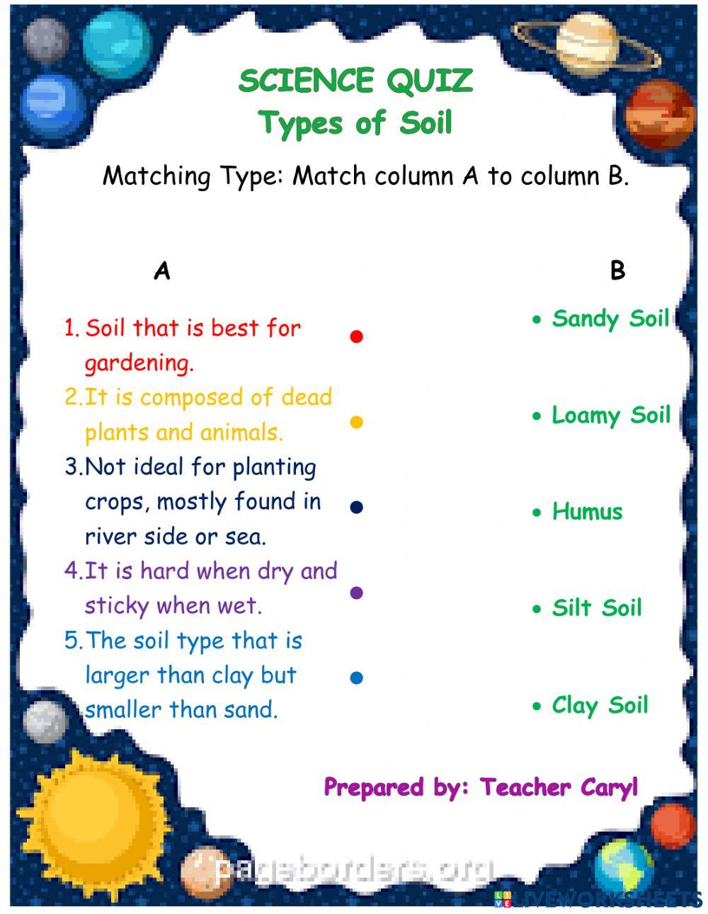 Soil types | Free Interactive Worksheets | 735040