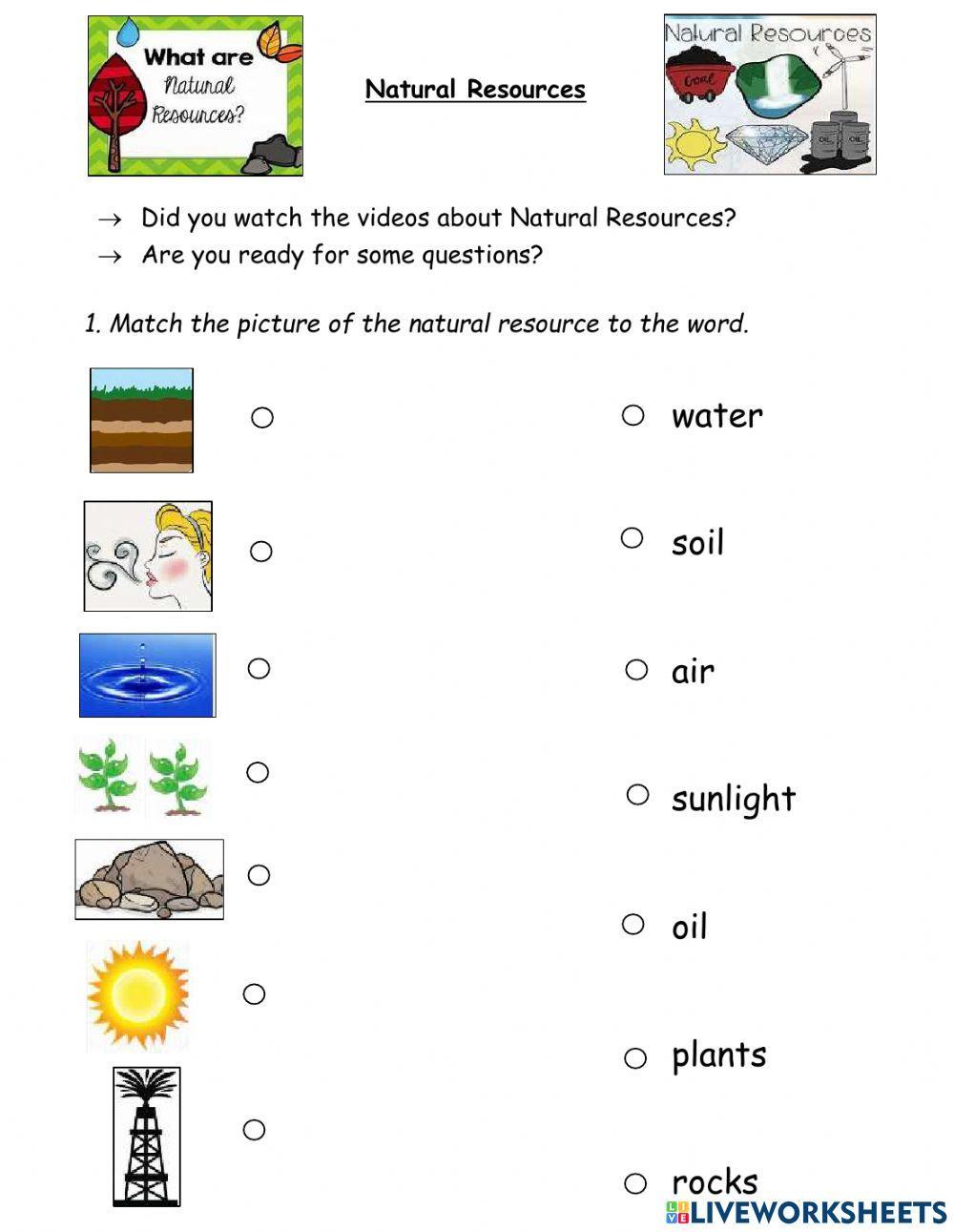 Natural Resorces | Free Interactive Worksheets | 735307