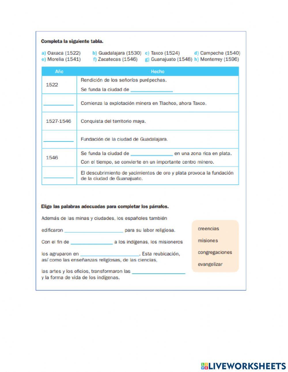 Expansión y colonización a nuevos territorios worksheet | Live Worksheets