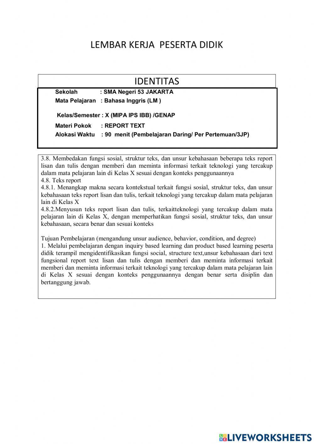 B.ing P Task worksheet | Live Worksheets