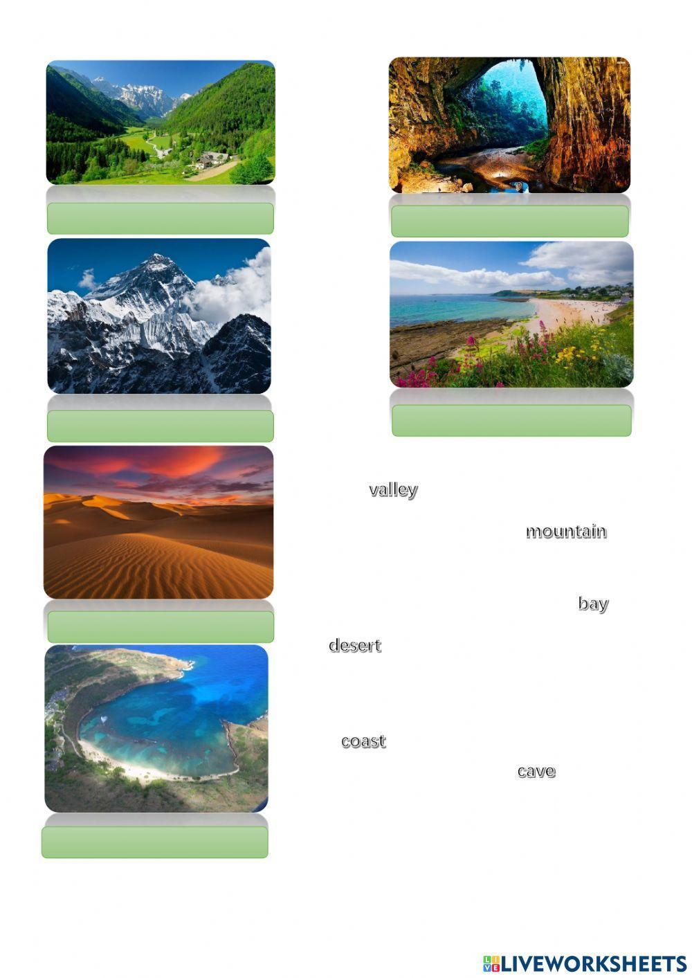 Types of buildings and landscape worksheet | Live Worksheets