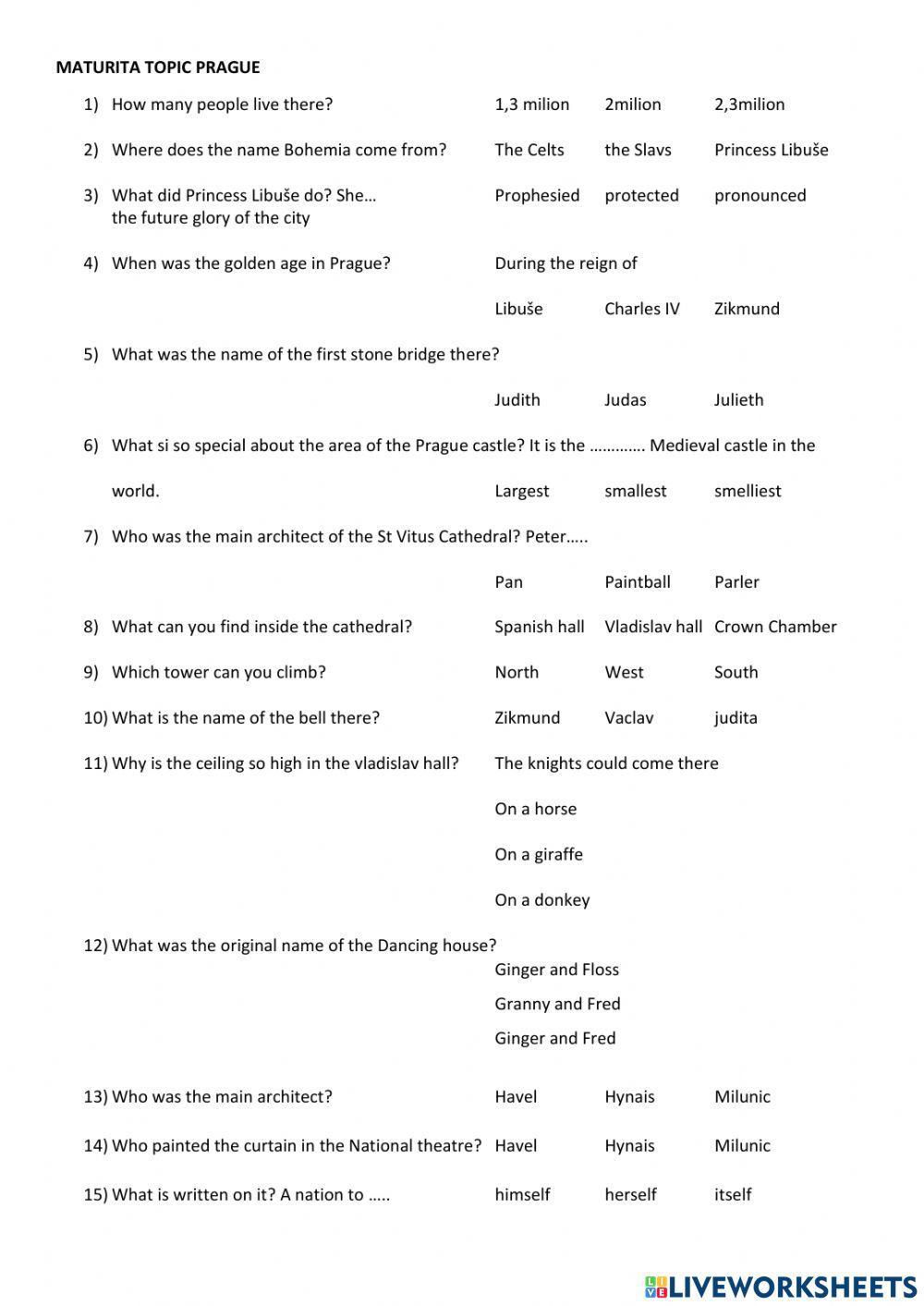 Maturita topic … | Free Interactive Worksheets | 736291