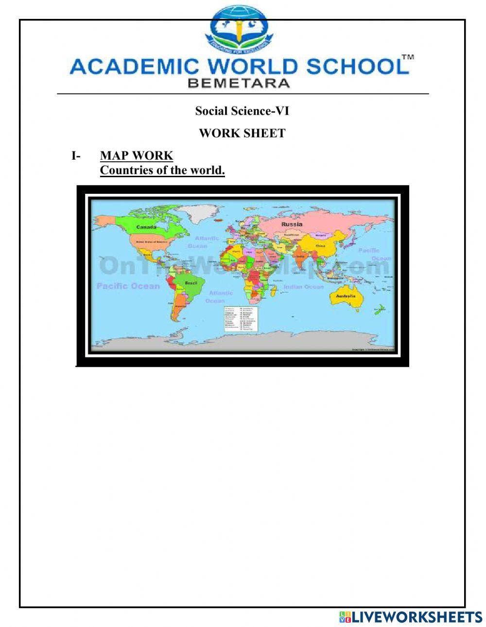 Major countries worksheet | Live Worksheets