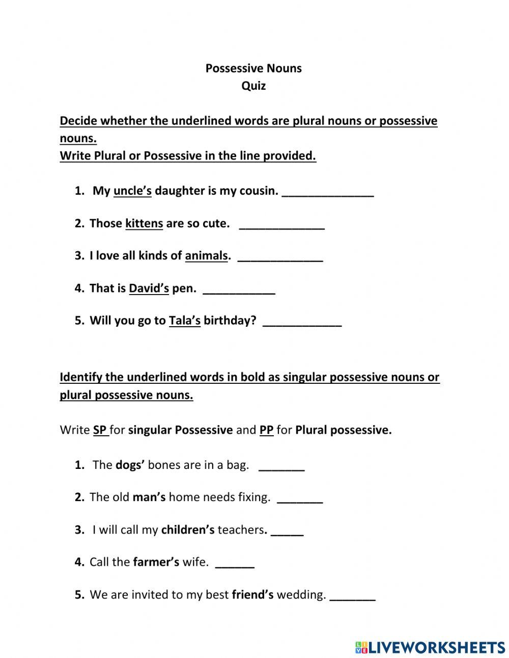 Possessive Nouns Online Pdf Exercise For Grade 3 Live Worksheets possessive-nouns-online-pdf-exercise-for-grade-3-live-worksheets