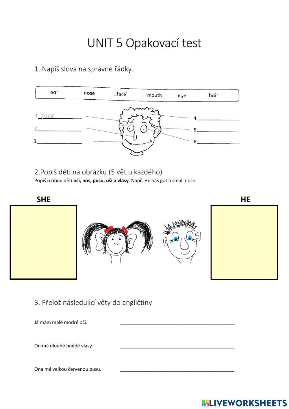 UNIT 5 test exercise for 3 | Live Worksheets