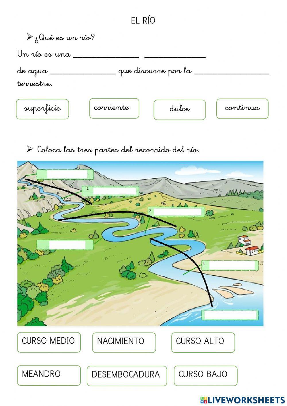 Hoja De Trabajo Sobre Las Partes De Un Río Principales Ríos, Lagos Y