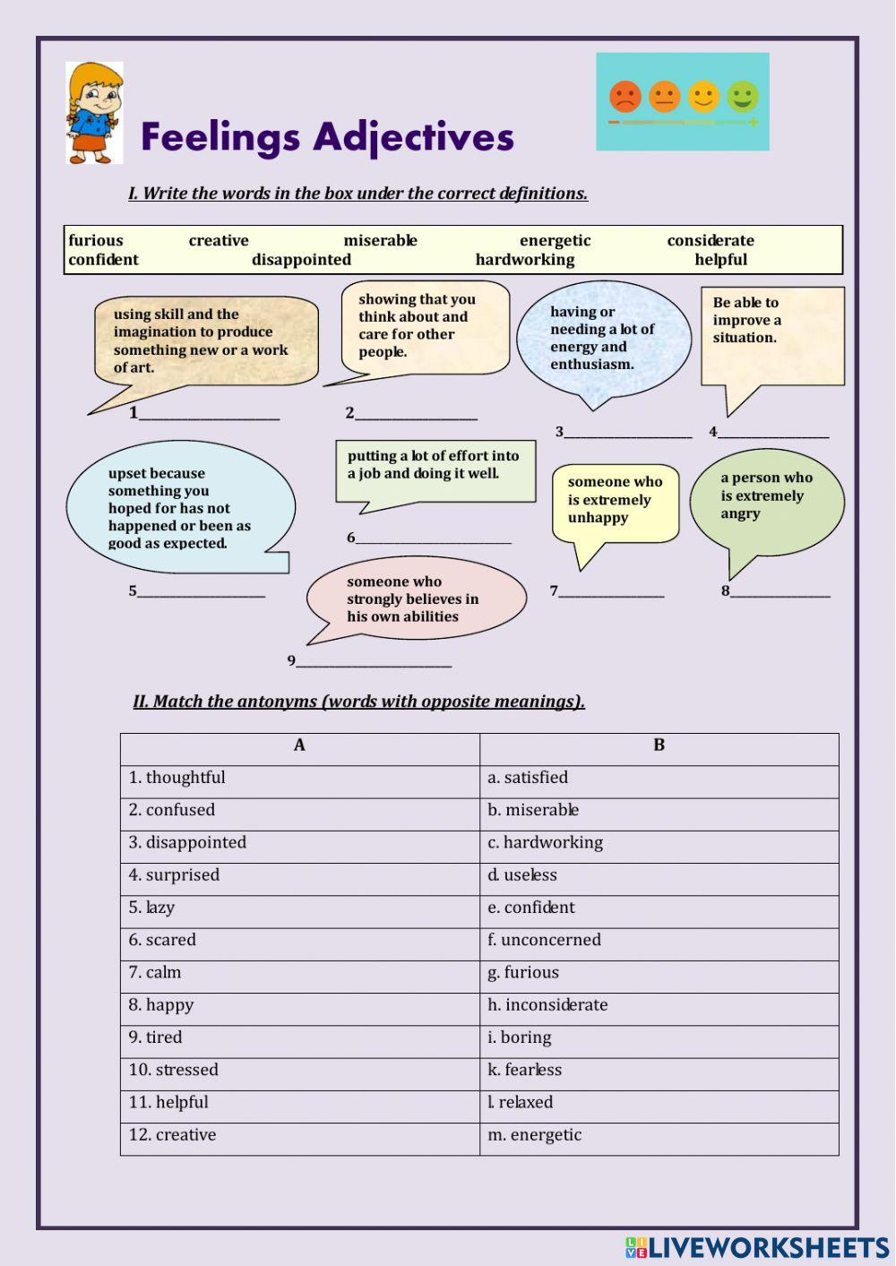Feeling - Adjec… | Free Interactive Worksheets | 736730