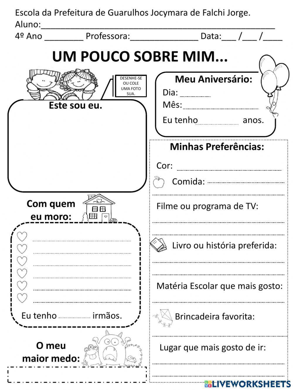 Atividade Um Pouco Sobre Mim - REVOEDUCA