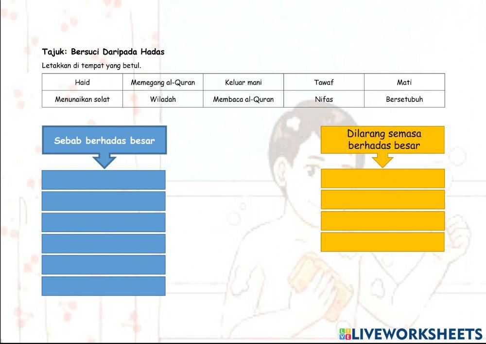 Bersuci Daripada Hadas | Live Worksheets