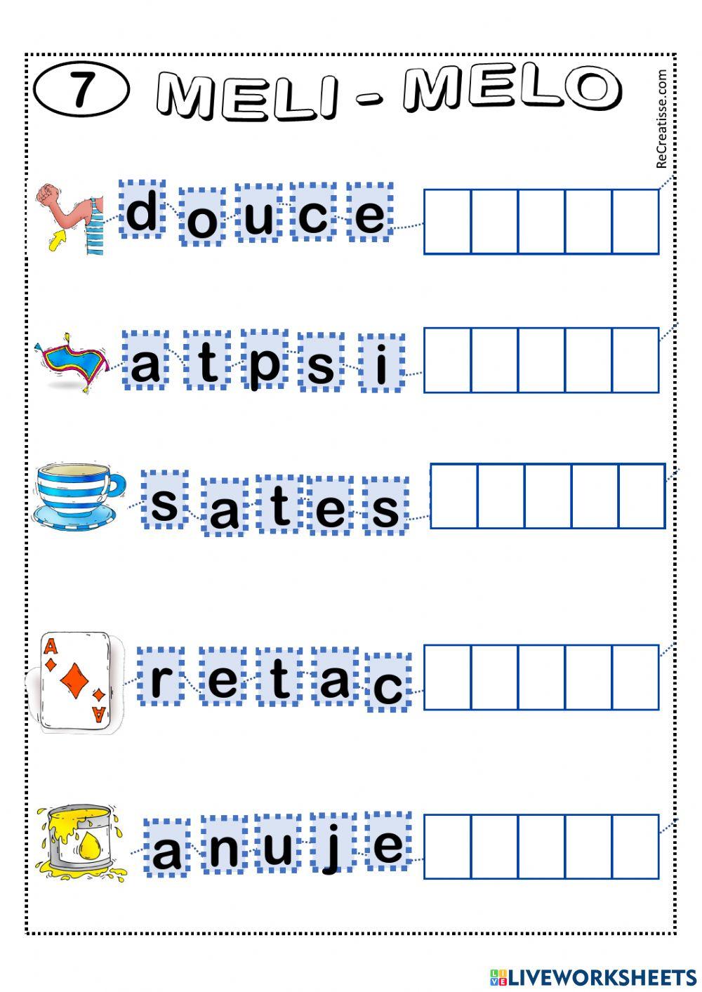 Meli melo-7 worksheet | Live Worksheets