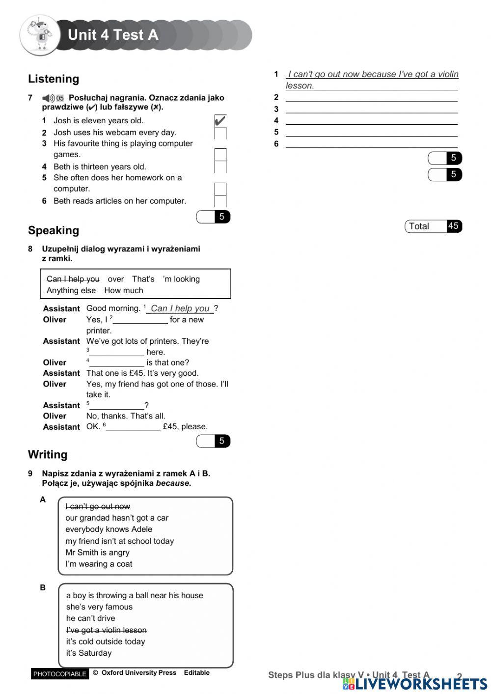 6432628 | Steps Plus 5 Unit 4 | Thameur | LiveWorksheets