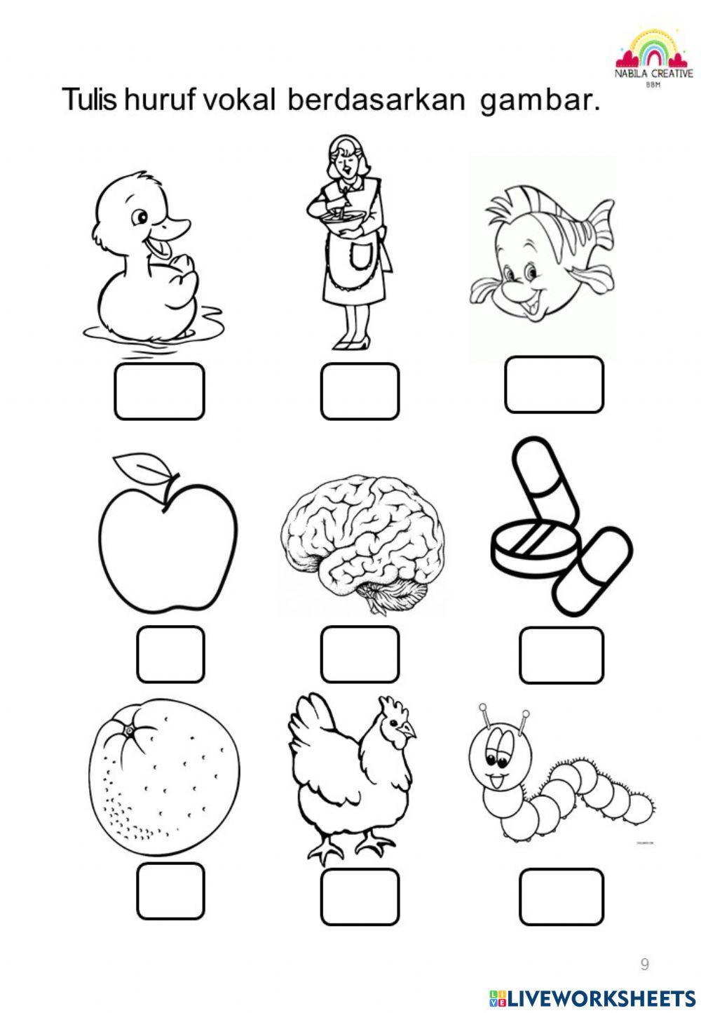 Vokal mula worksheet | Live Worksheets