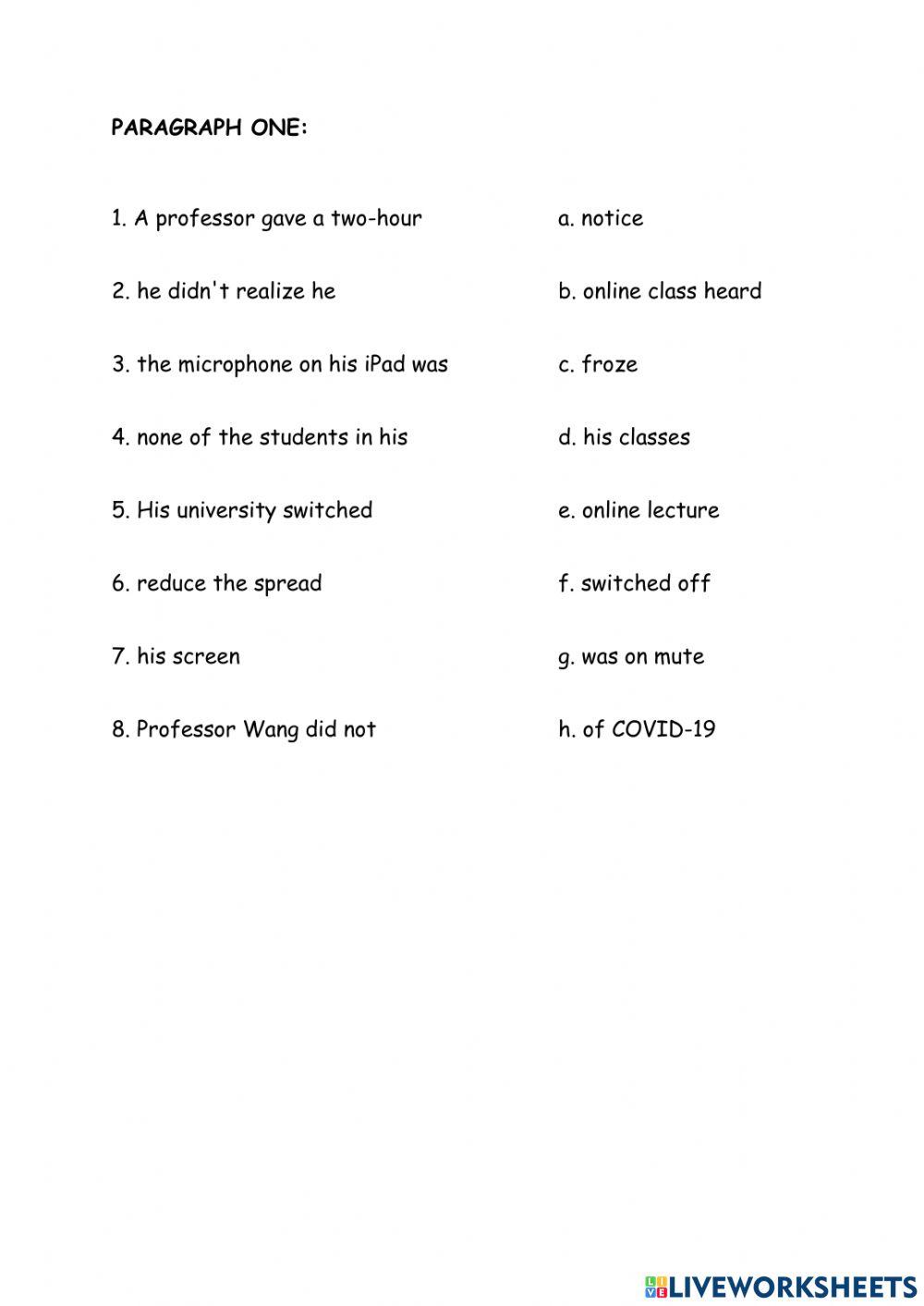 Lecturer worksheet | Live Worksheets