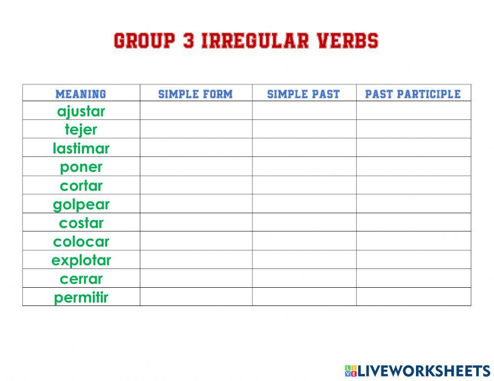 Irregular Verbs Online Exercise For 3RD Live Worksheets, 58% OFF Irregular Verbs Online Exercise For 3RD Live Worksheets, 58% OFF