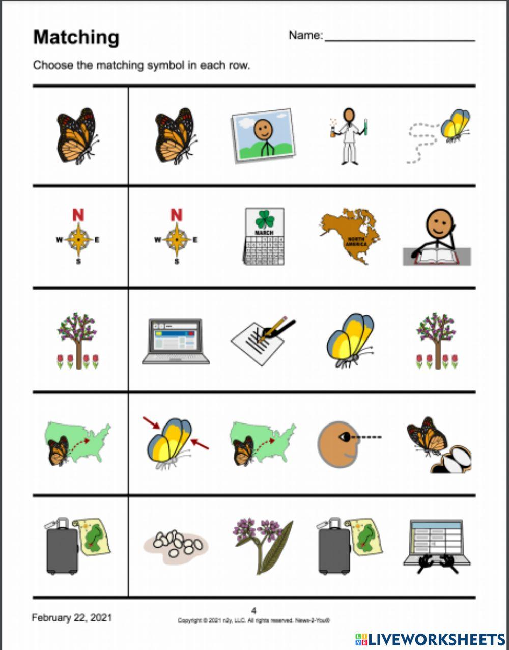 matching monarch 6433220 | eliandgrace | LiveWorksheets