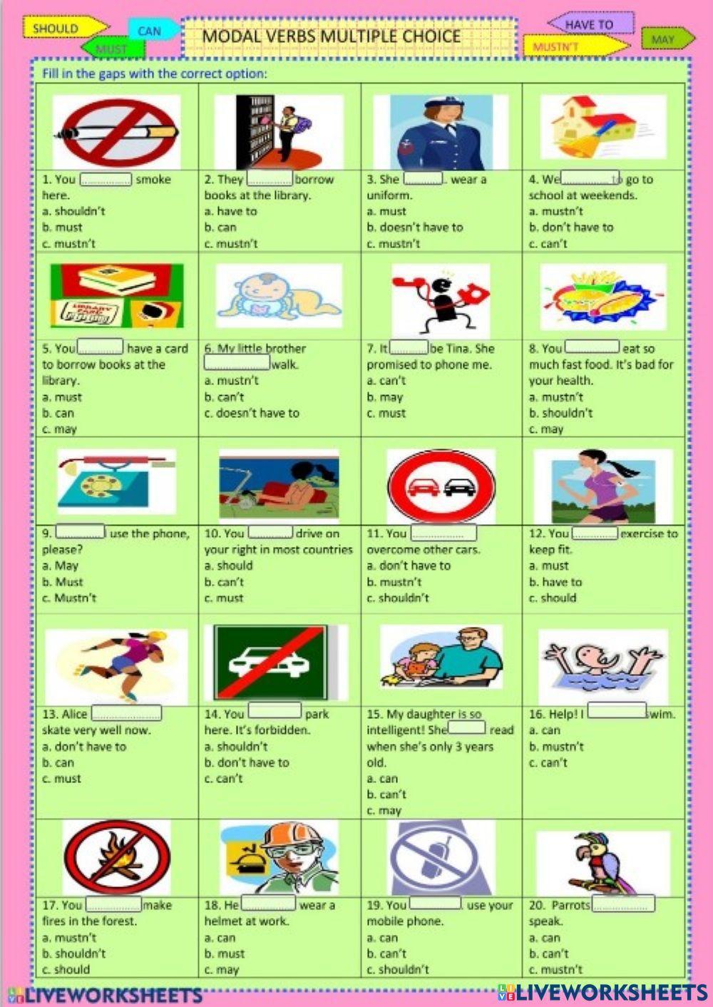 Modal verbs | Free Interactive Worksheets | 740008