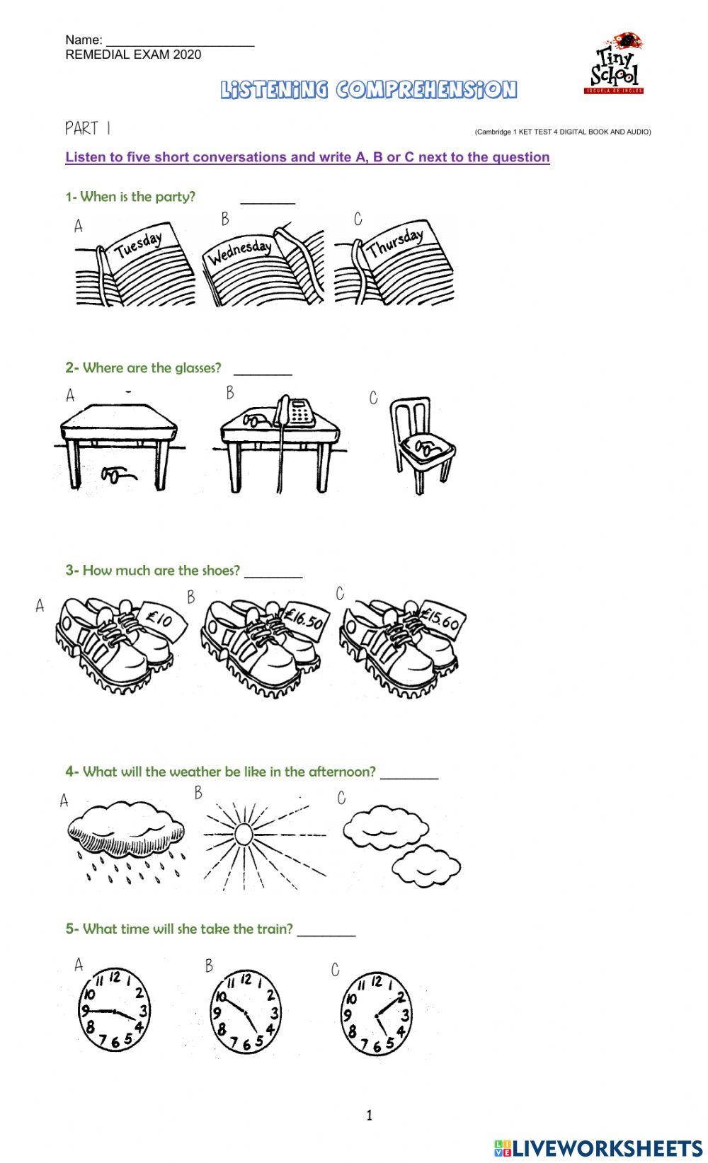 LC - REMEDIAL EXAM 2020 online exercise for | Live Worksheets