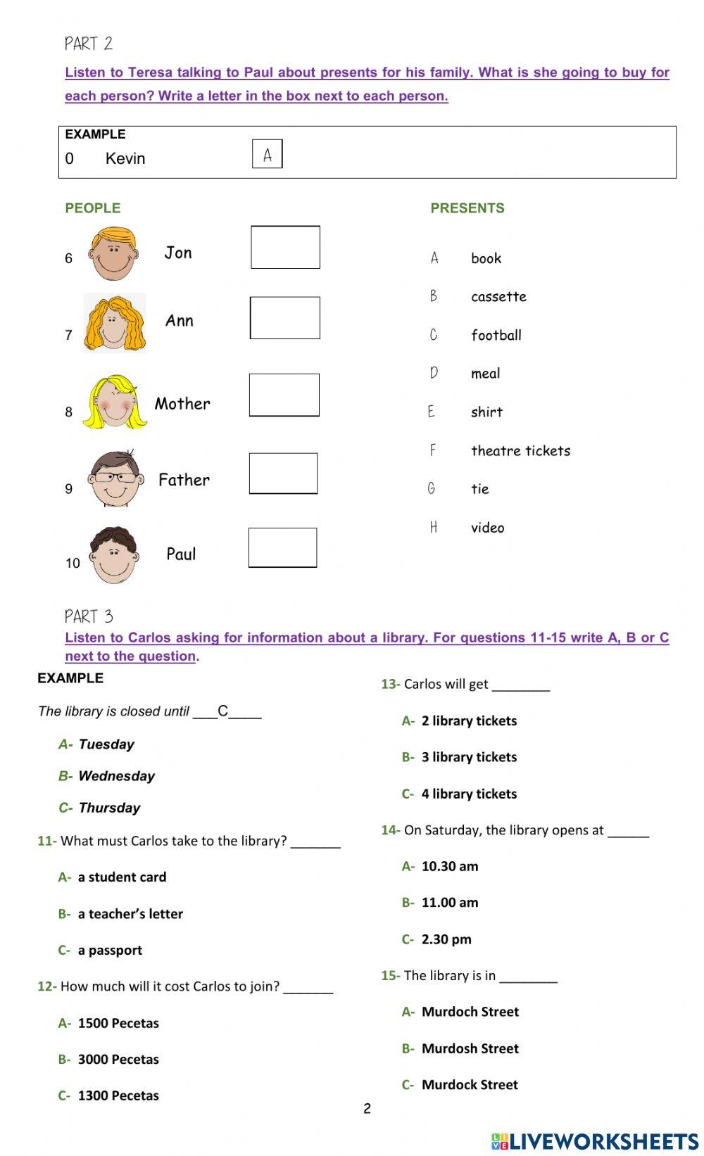 LC - REMEDIAL EXAM 2020 online exercise for | Live Worksheets