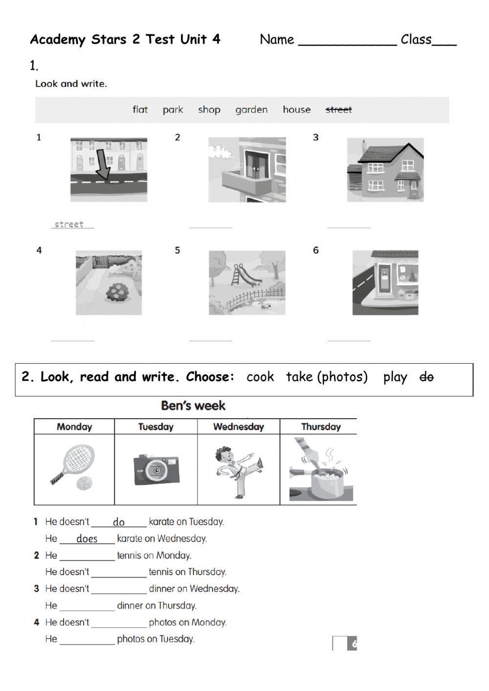 Academy Stars 2 Test Unit 4 worksheet | Live Worksheets