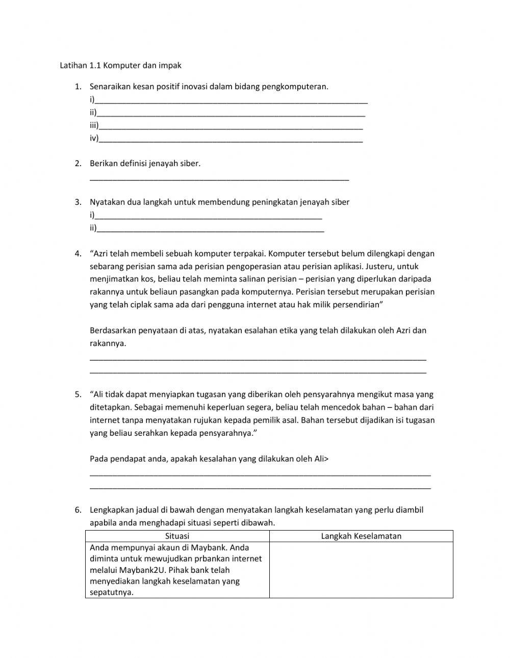 Komputer dan im… | Free Interactive Worksheets | 684953