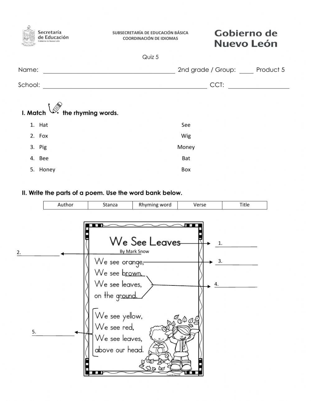 Jan Questionnaire 2 grade worksheet | Live Worksheets