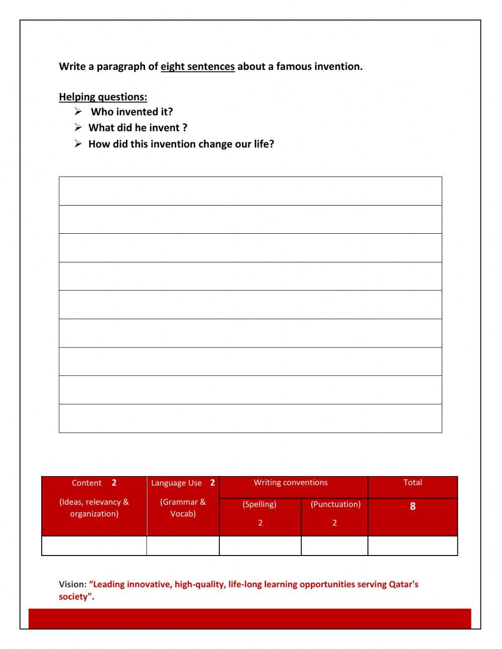 Writing - High 4682064 | Ghada G M | Live Worksheets