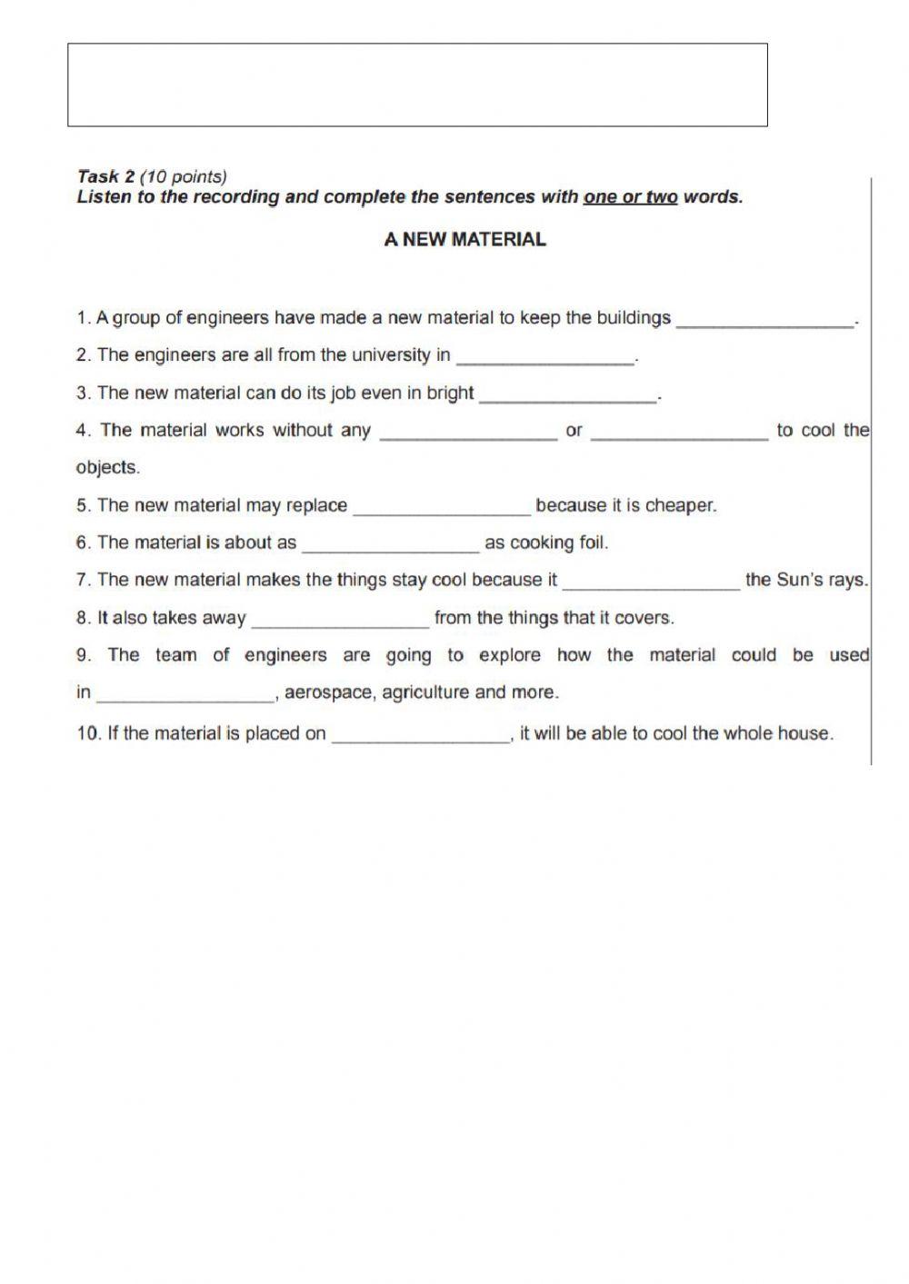 Exam Year 9 reading 2, listening 2, use of English 2 worksheet | Live ...