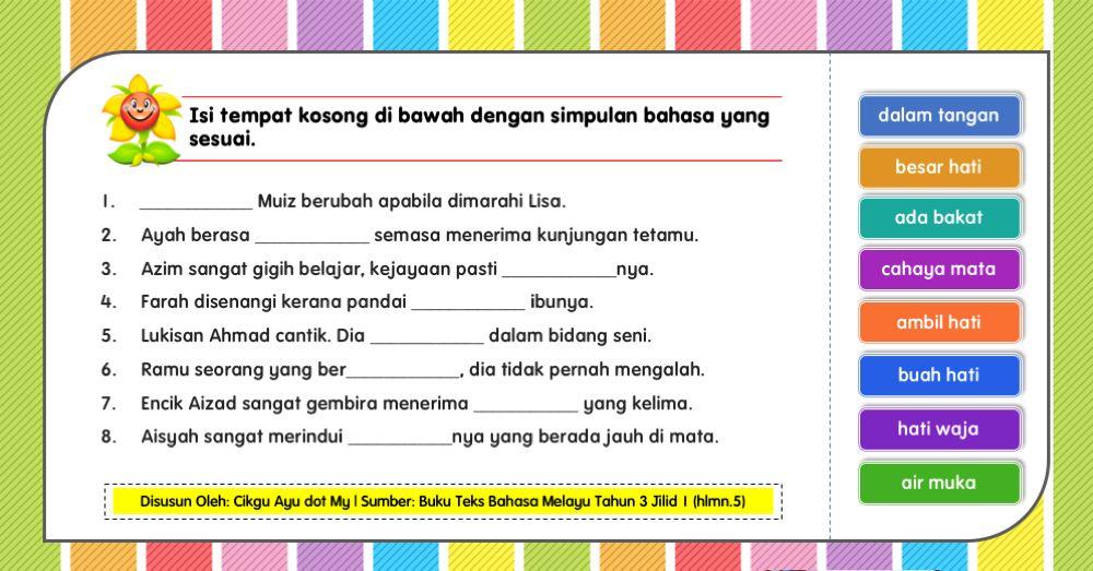 Simpulan Bahasa Tahun 3 Online Exercise For Live Worksheets