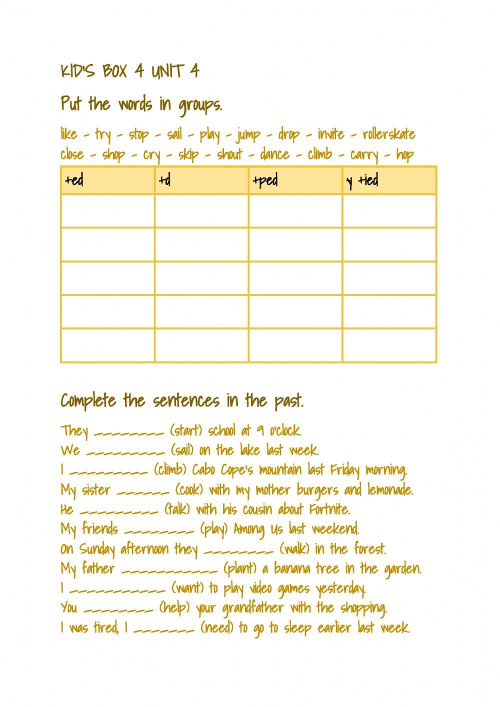 Kid's box 4 uni… | Free Interactive Worksheets | 686640