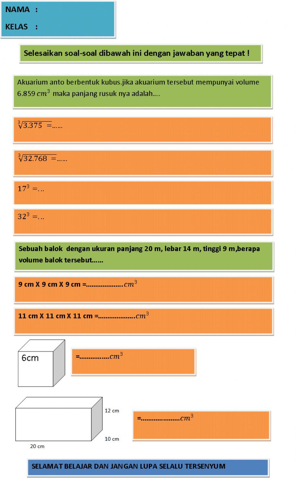 Akar pangkat tiga worksheet | Live Worksheets