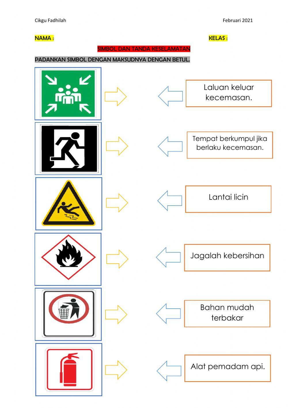 Simbol dan Tanda Keselamatan exercise | Live Worksheets