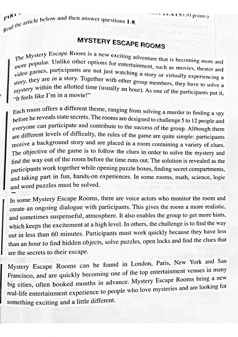 Escape Rooms 686774 | Anne Benshalom | LiveWorksheets