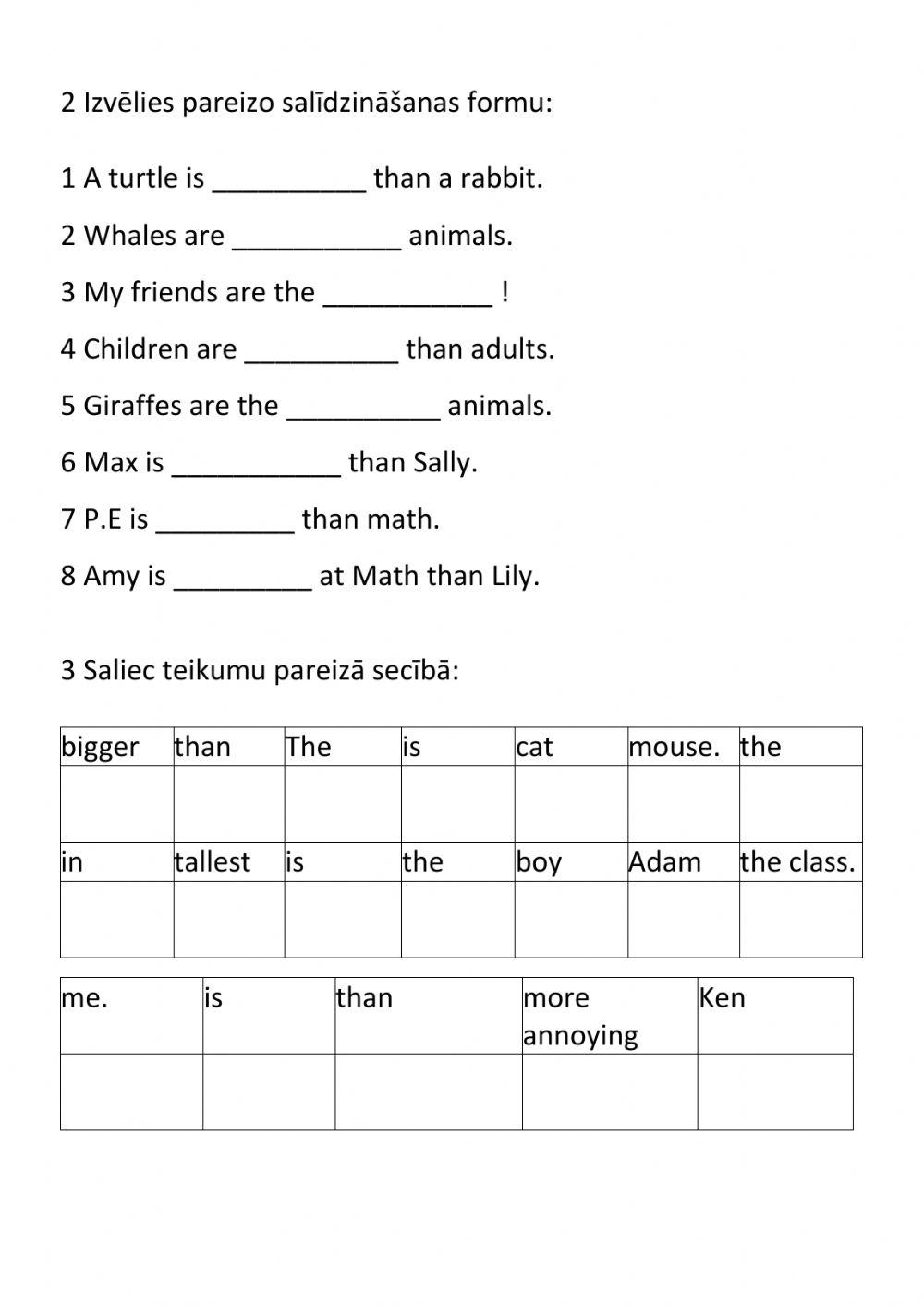Comparison (B) worksheet | Live Worksheets