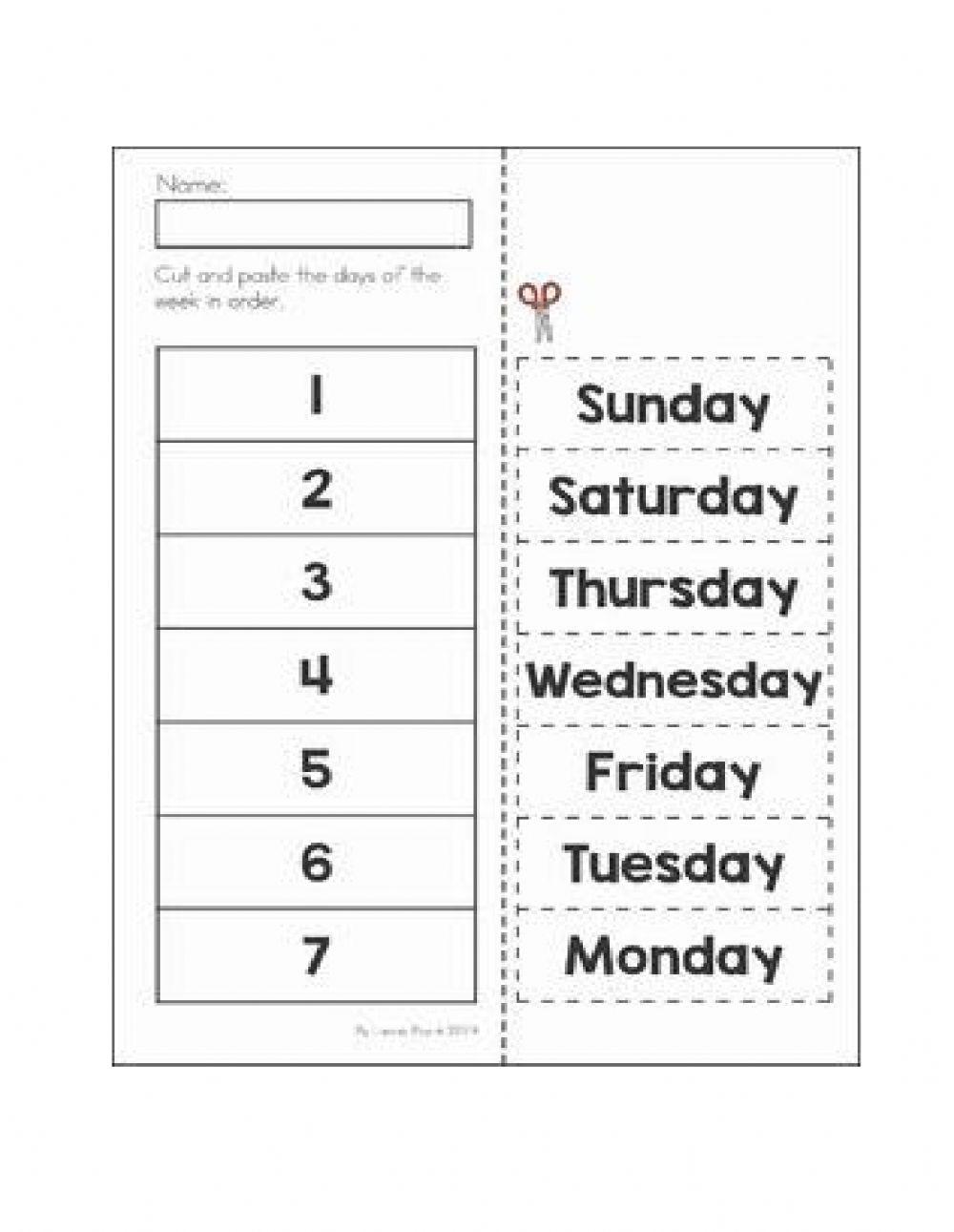 Days of the week online exercise for 2 | Live Worksheets