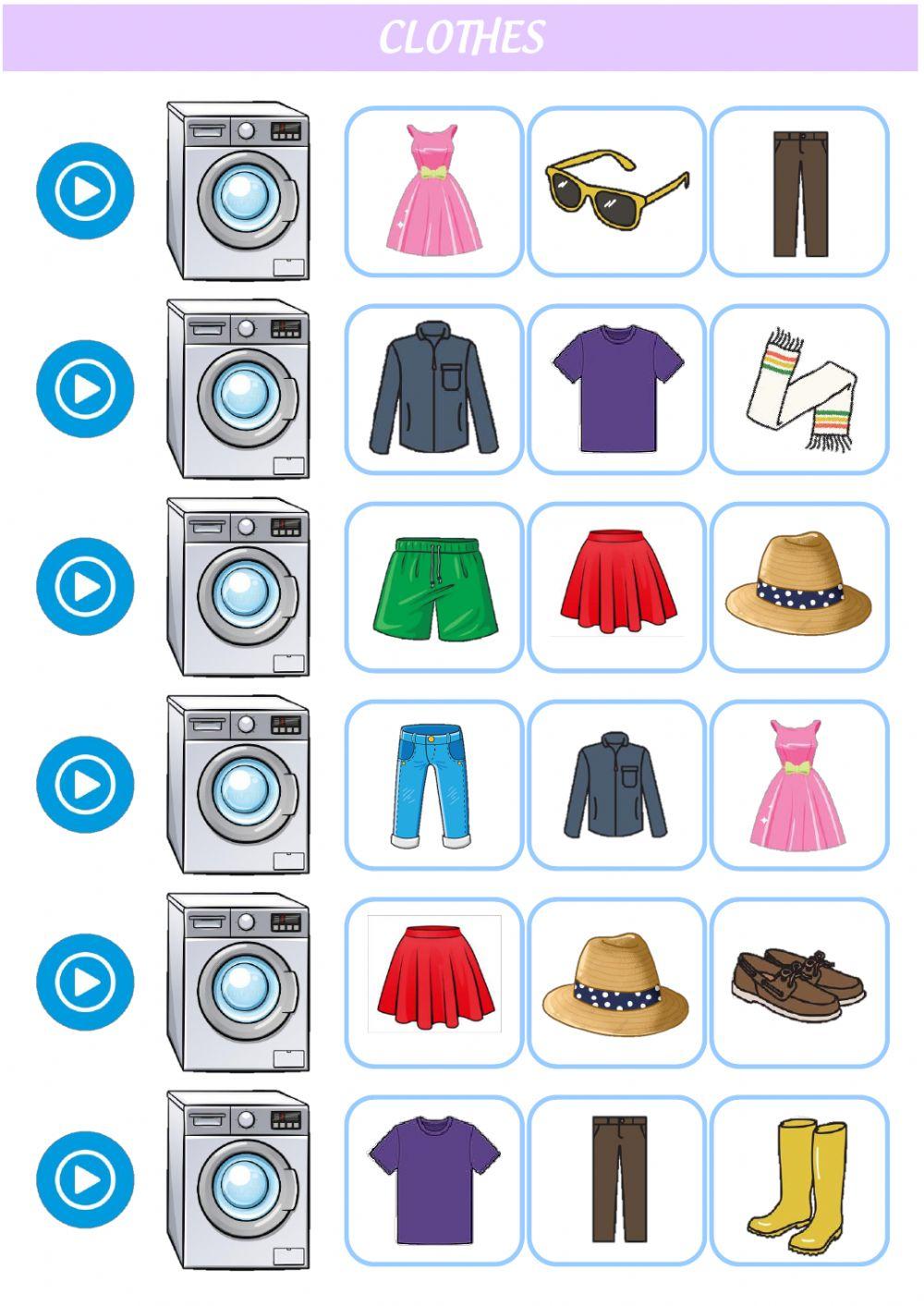 Clothes WM worksheet | Live Worksheets