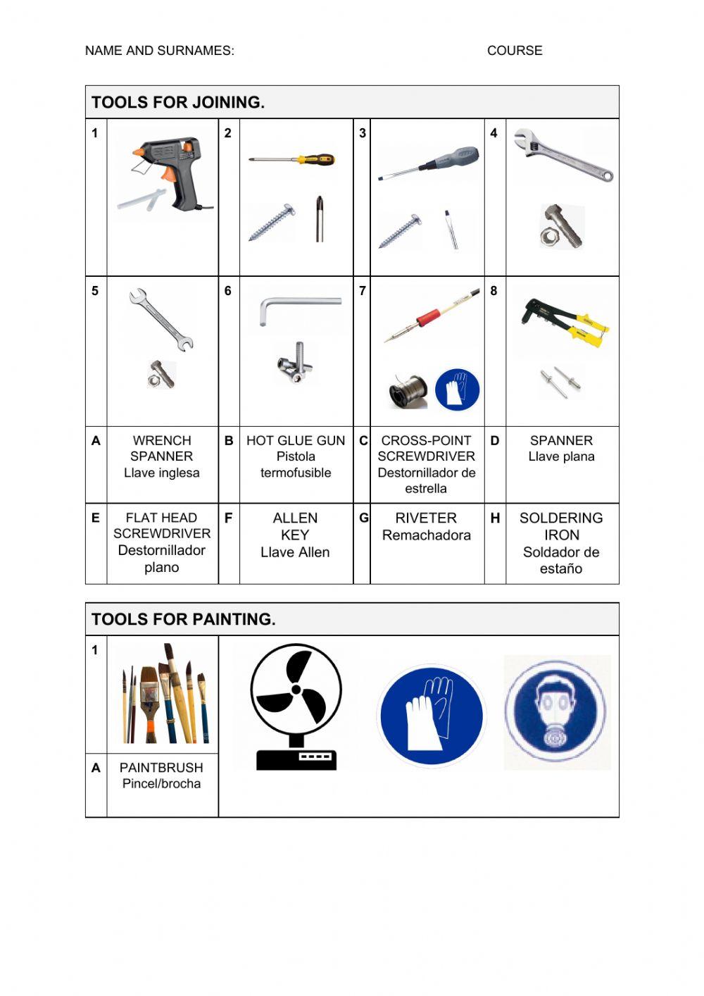 Tools. Workshop | Free Interactive Worksheets | 688231