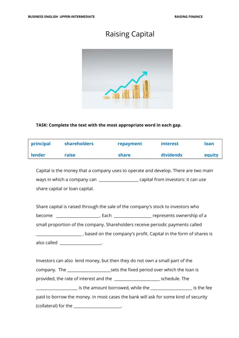 Market Leader Raising Finance online exercise for | Live Worksheets
