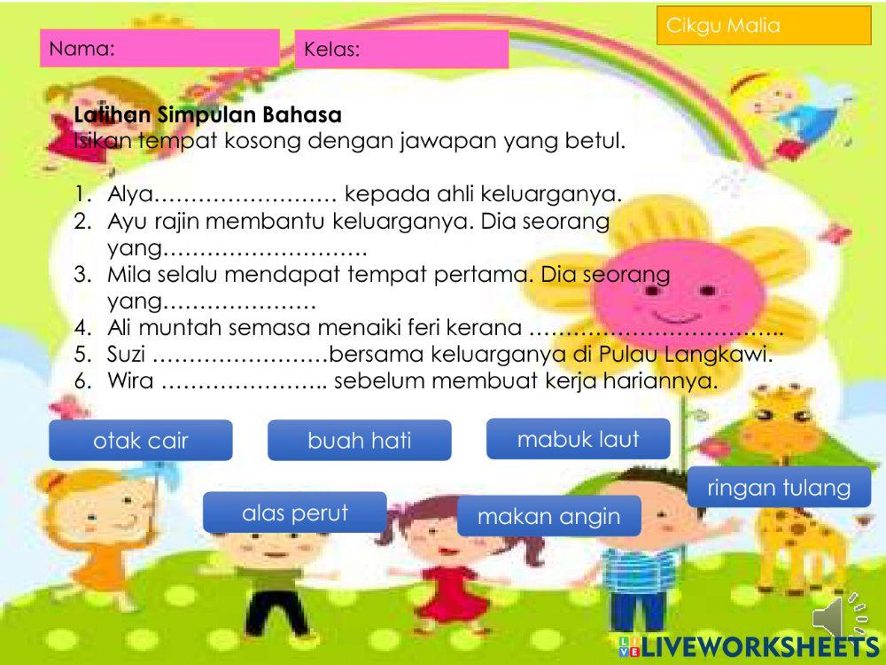 Pdf Online Exercise Simpulan Bahasa Live Worksheets