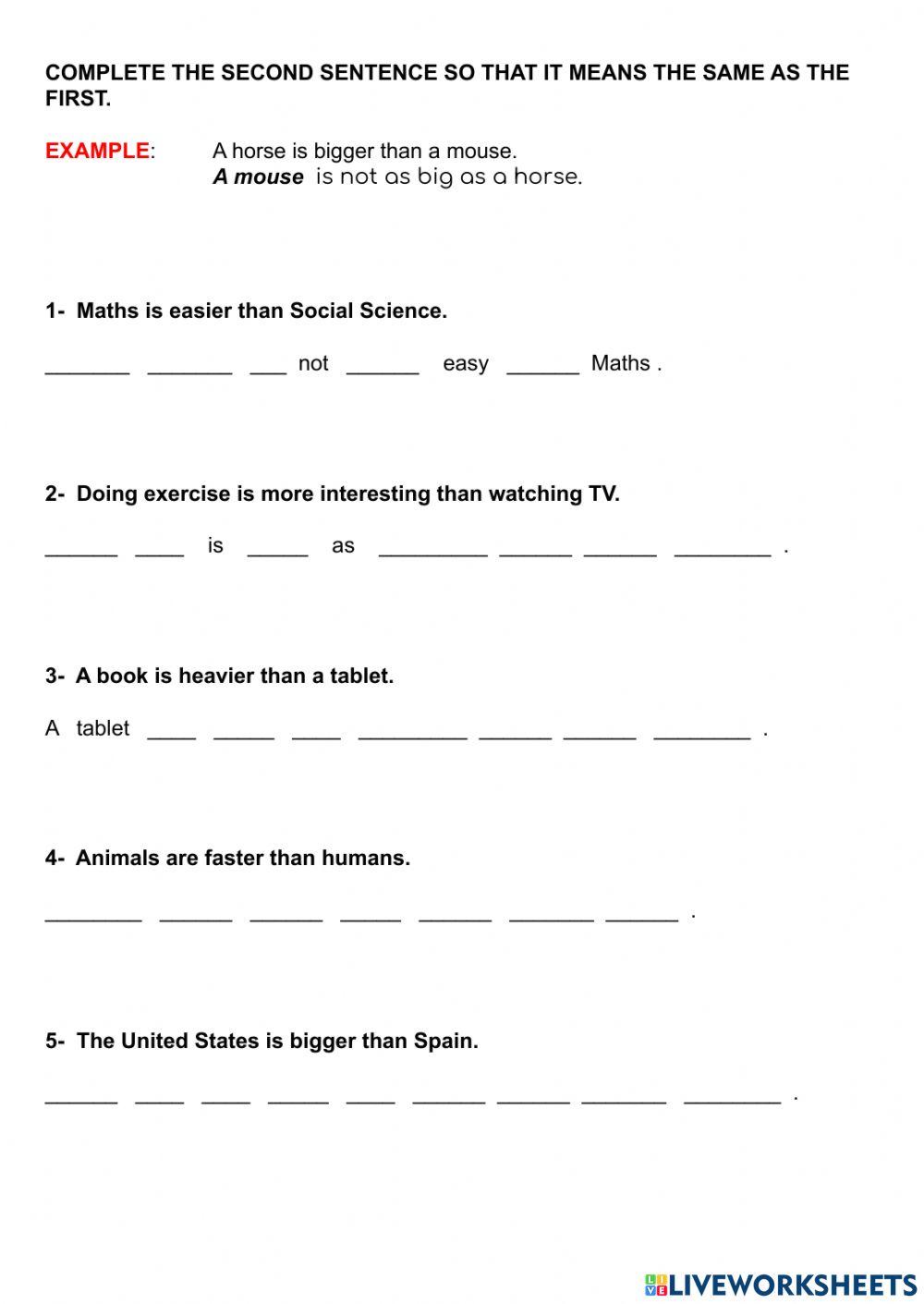 Be as...as... 717763 | brandonmp | Live Worksheets