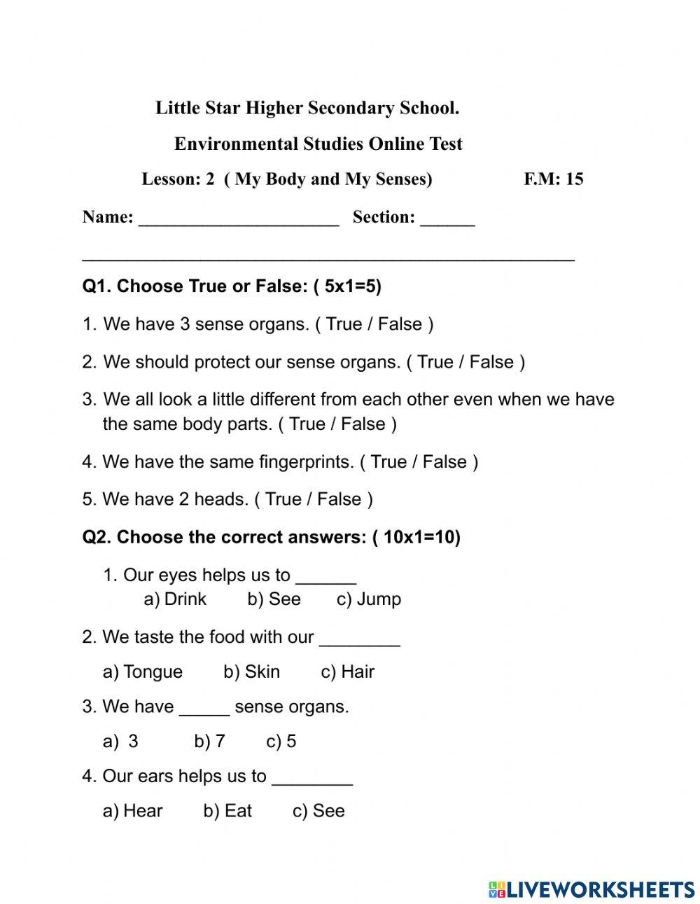 Environmental Studies activity | Live Worksheets Environmental Studies activity | Live Worksheets