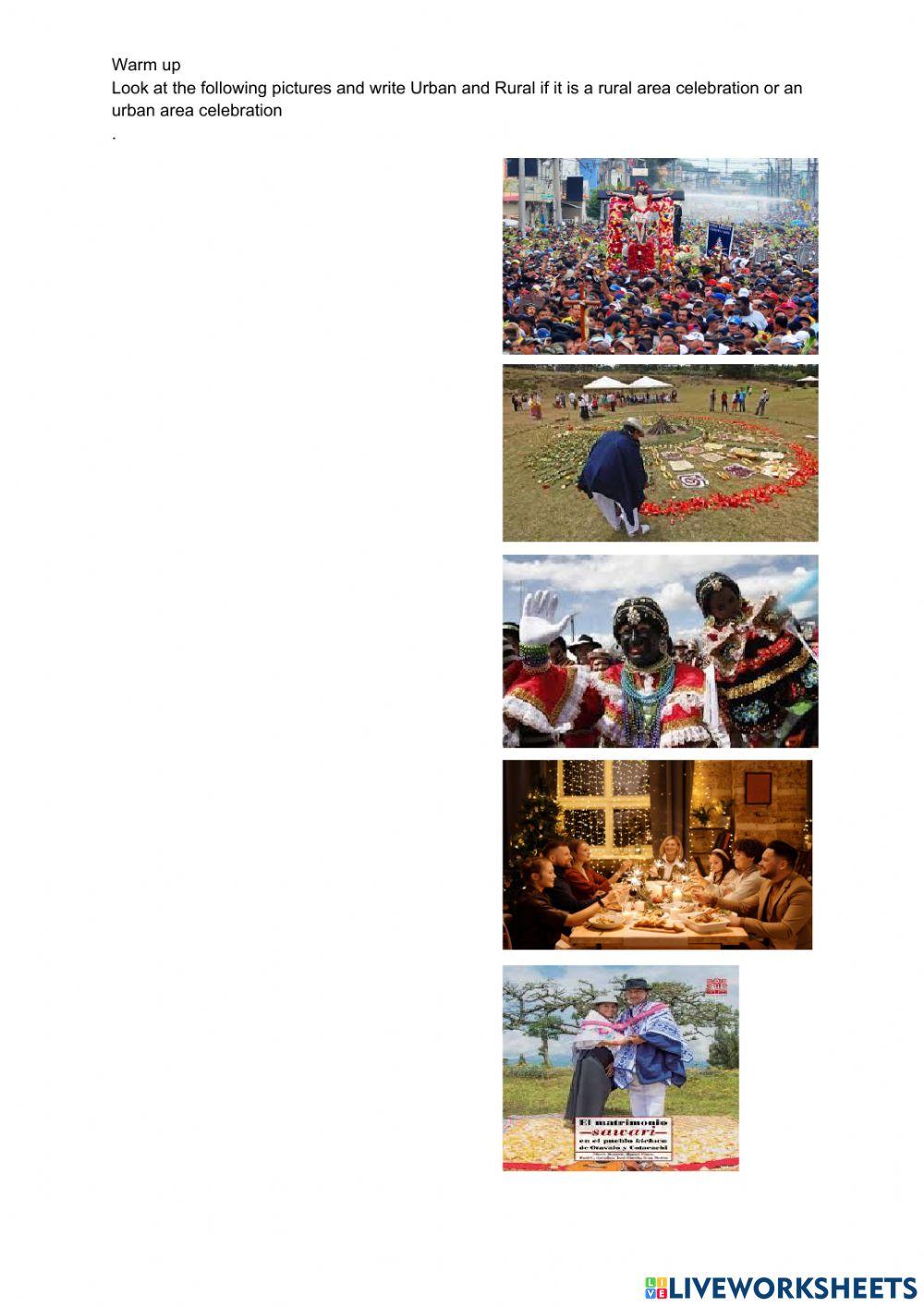 Rural and Urban Celebrations worksheet | Live Worksheets