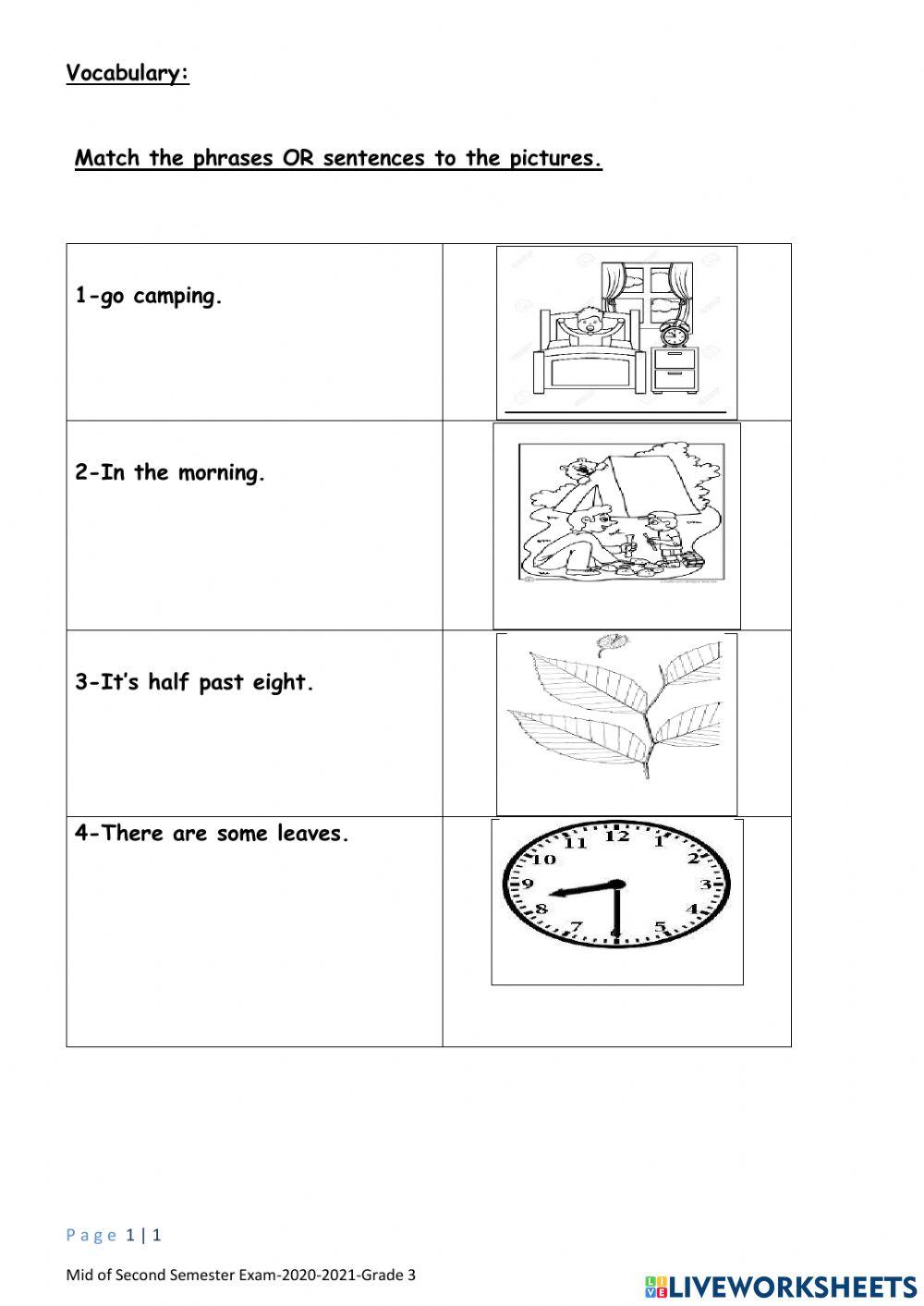 Match 1 interactive worksheet | Live Worksheets