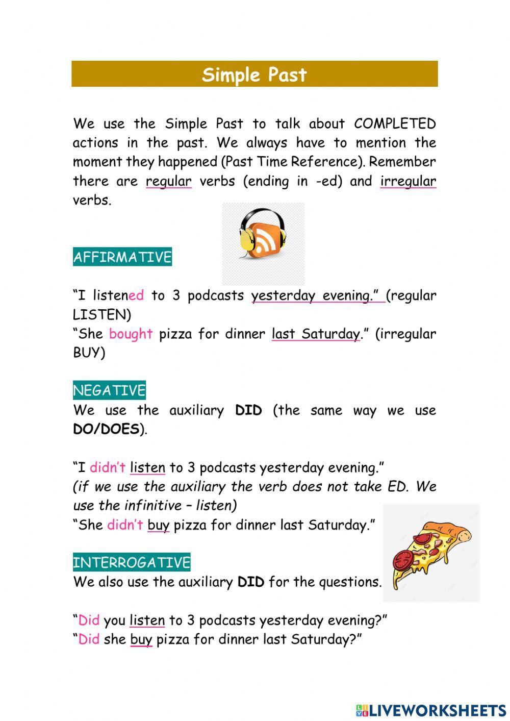 Tense Revision - Simple Present - Simple Past worksheet | Live Worksheets