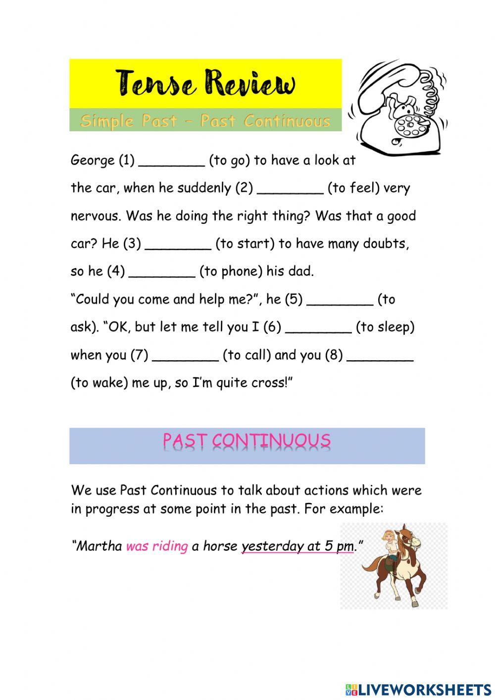 Tense Revision - Simple Past - Past Cont worksheet | Live Worksheets