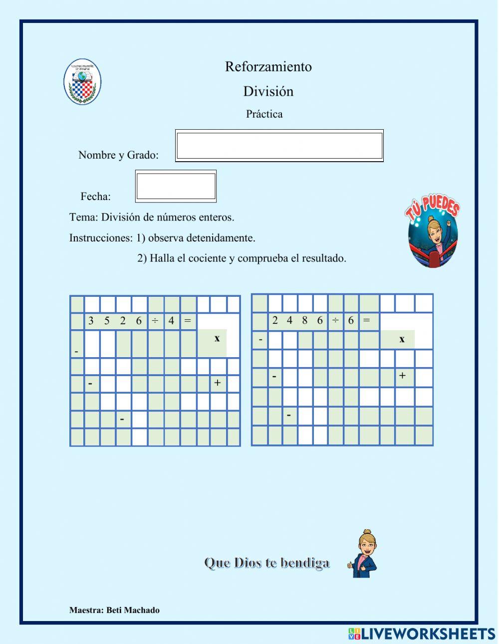 División online exercise for 4to grado primaria | Live Worksheets