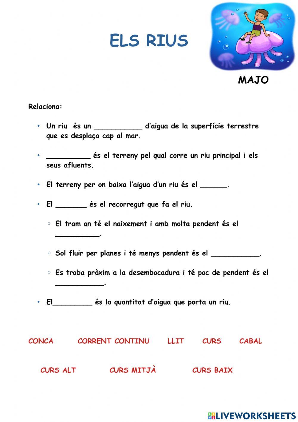 Els rius interactive exercise | Live Worksheets