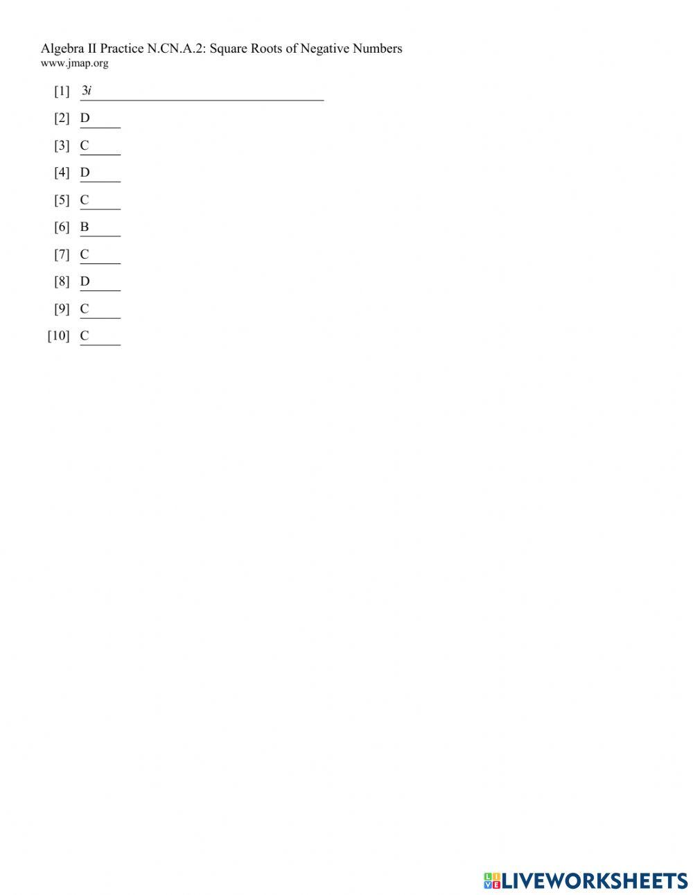imaginary number practice problems