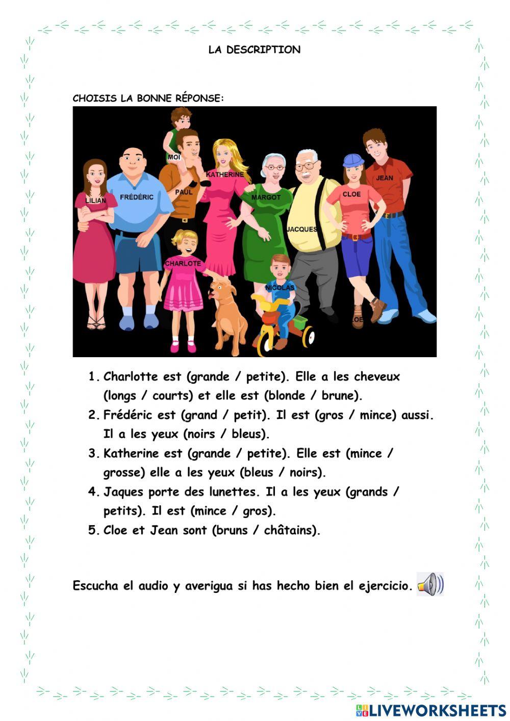 La description … | Free Interactive Worksheets | 742569